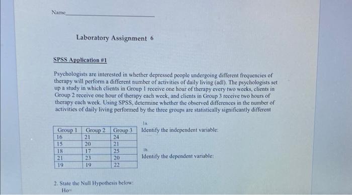 Solved Name Laboratory Assignment 6 SPSS Application #1 | Chegg.com