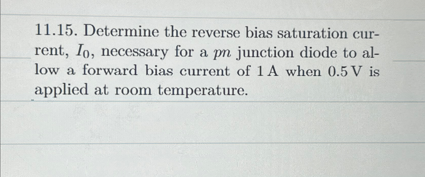 Solved 11.15. ﻿Determine the reverse bias saturation | Chegg.com