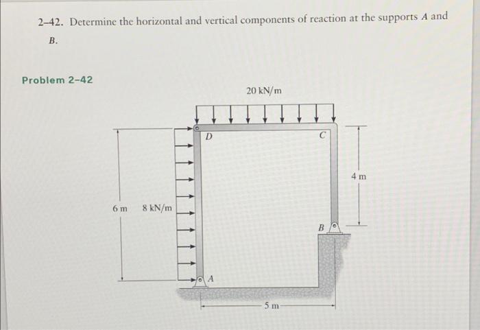 Solved 2-42. Determine the horizontal and vertical | Chegg.com
