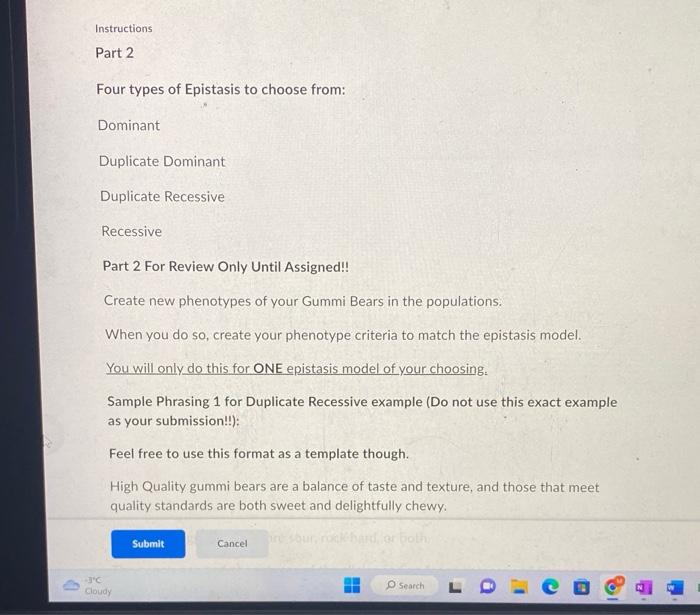 Solved Part 2 Four types of Epistasis to choose from: | Chegg.com