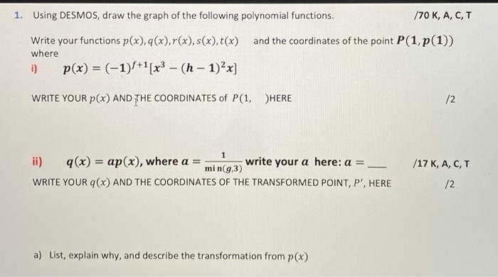 Solved 1. Using DESMOS, draw the graph of the following | Chegg.com