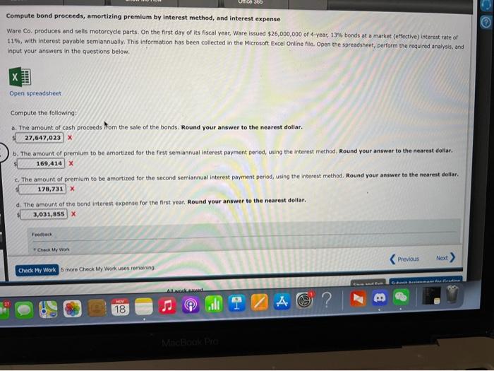Solved Compute bond proceeds, amortizing premium by interest | Chegg.com