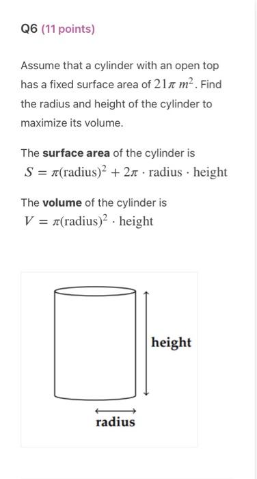 Solved Q6 (11 points) Assume that a cylinder with an open | Chegg.com