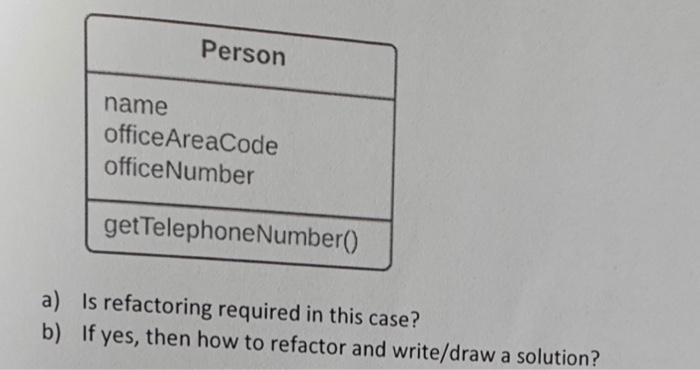 Solved a) Is refactoring required in this case? b) If yes, | Chegg.com