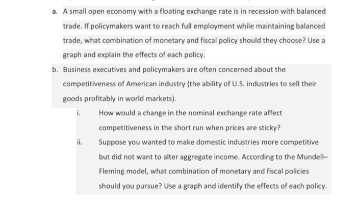 A A Small Open Economy With A Floating Exchange Rate Is In Recession a-a-small-open-economy-with-a-floating-exchange-rate-is-in-recession