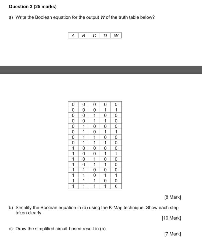 Solved Question 3 (25 ﻿marks)a) ﻿Write the Boolean equation | Chegg.com