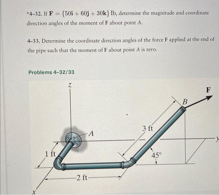 Solved ∗4−32. If F={50i+60j+30k} lb, determine the magnitude | Chegg.com