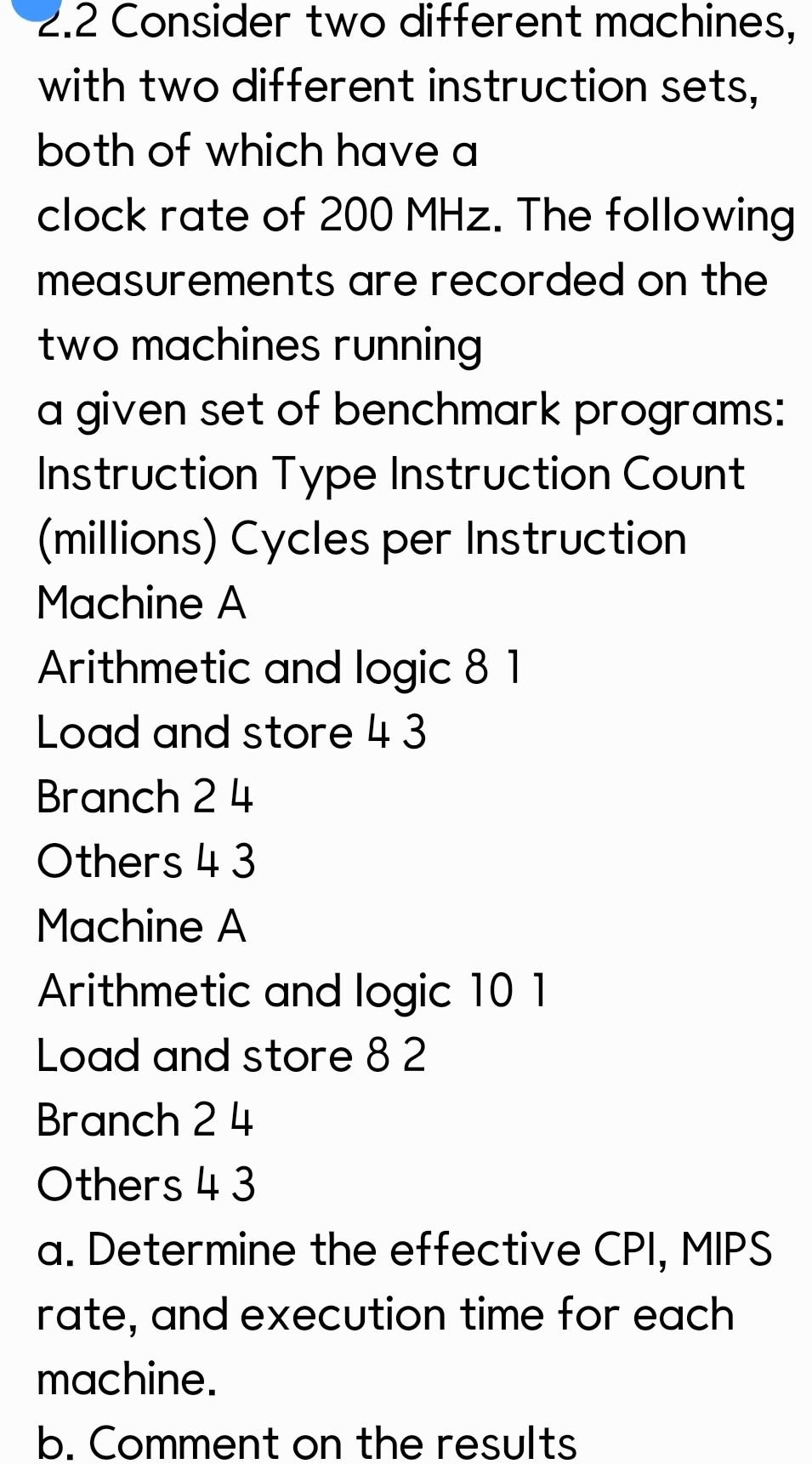 Solved 2.2 Consider two different machines, with two | Chegg.com
