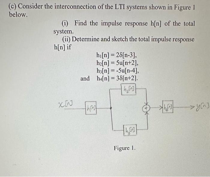 Solved (c) Consider the interconnection of the LTI systems | Chegg.com