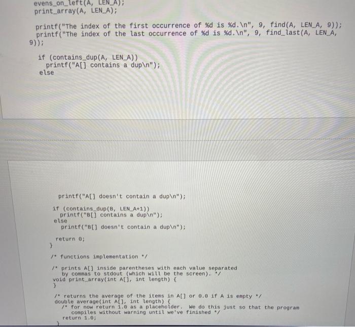 Solved #include #define LEN A 10 /* function declarations | Chegg.com