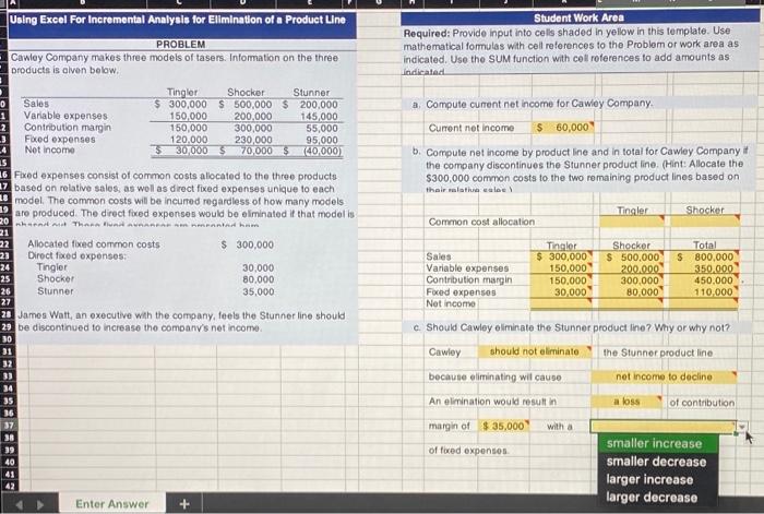 Solved Student Work Area Required: Provide input into cells | Chegg.com