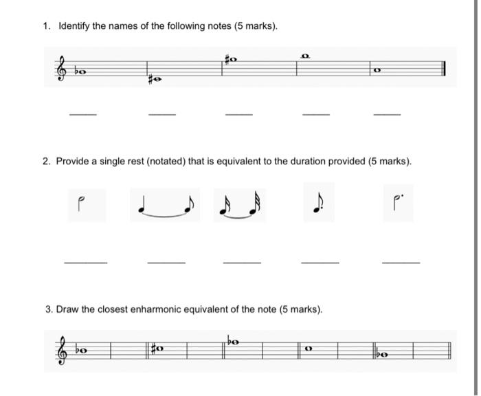 1. Identify the names of the following notes (5 | Chegg.com