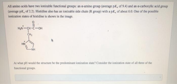 Solved All amino acids have two ionizable functional groups: | Chegg.com