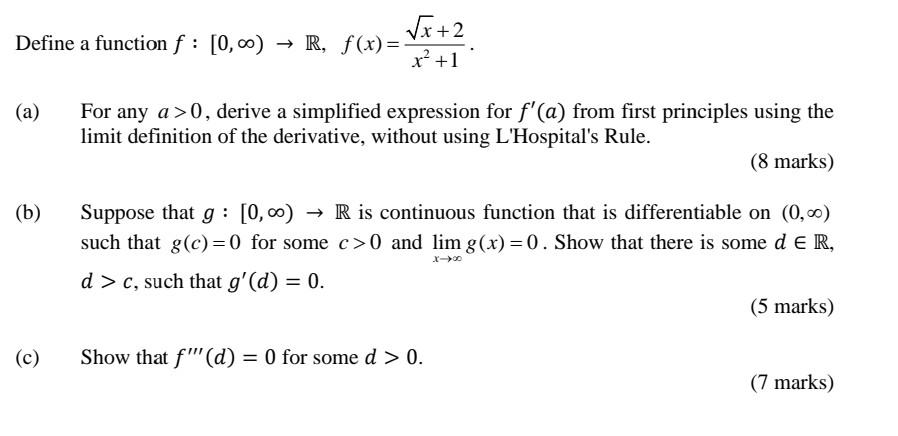 Solved Define a function f:[0,∞)→R,f(x)=x2+1x+2. (a) For any | Chegg.com
