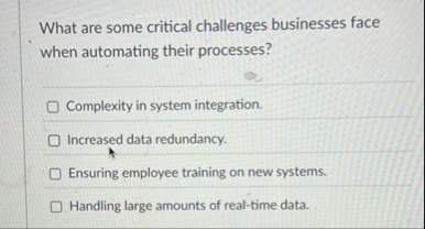 Solved What are some critical challenges businesses face | Chegg.com