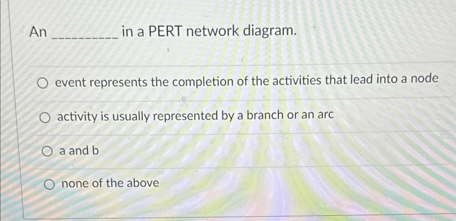 Solved An in a PERT network diagram.event represents the | Chegg.com