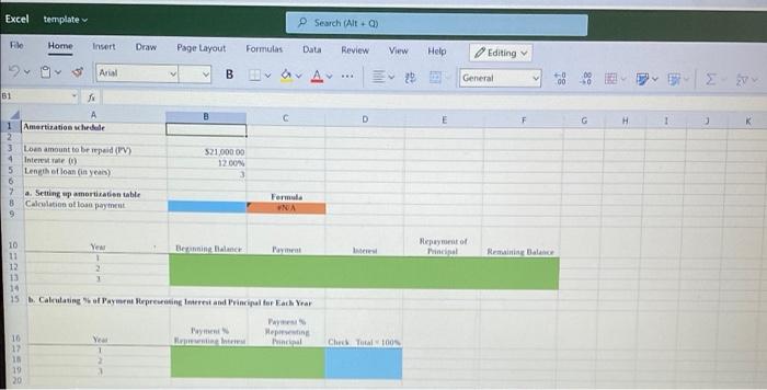 Solved Excel template Search (Alt ) File Home Insert Draw | Chegg.com