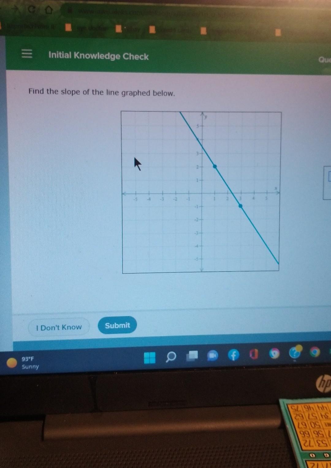 Solved CO posterion I Initial Knowledge Check Find the slope | Chegg.com
