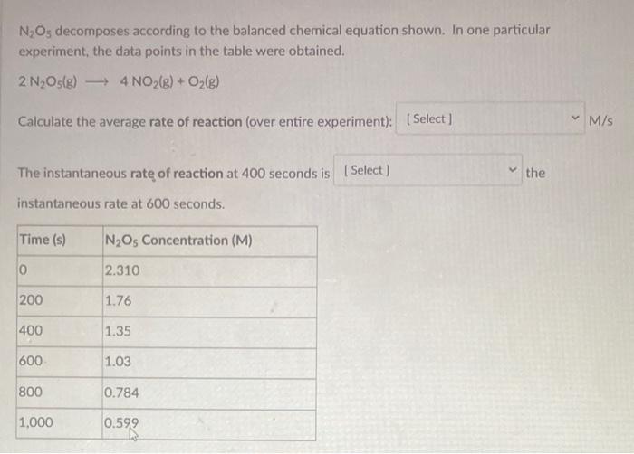 Solved N2O5 decomposes according to the balanced chemical | Chegg.com