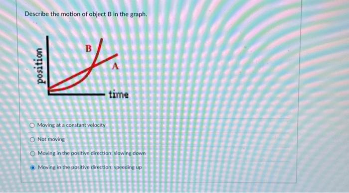 Solved Describe the motion of object A in the graph. Moving | Chegg.com