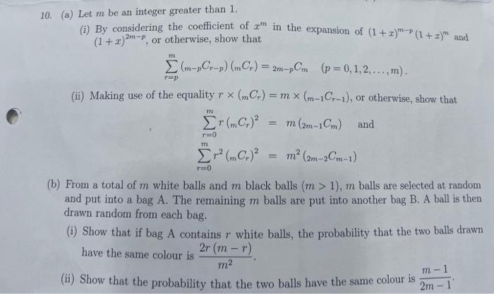 Solved (a) Let m be an integer greater than 1 . (i) By | Chegg.com