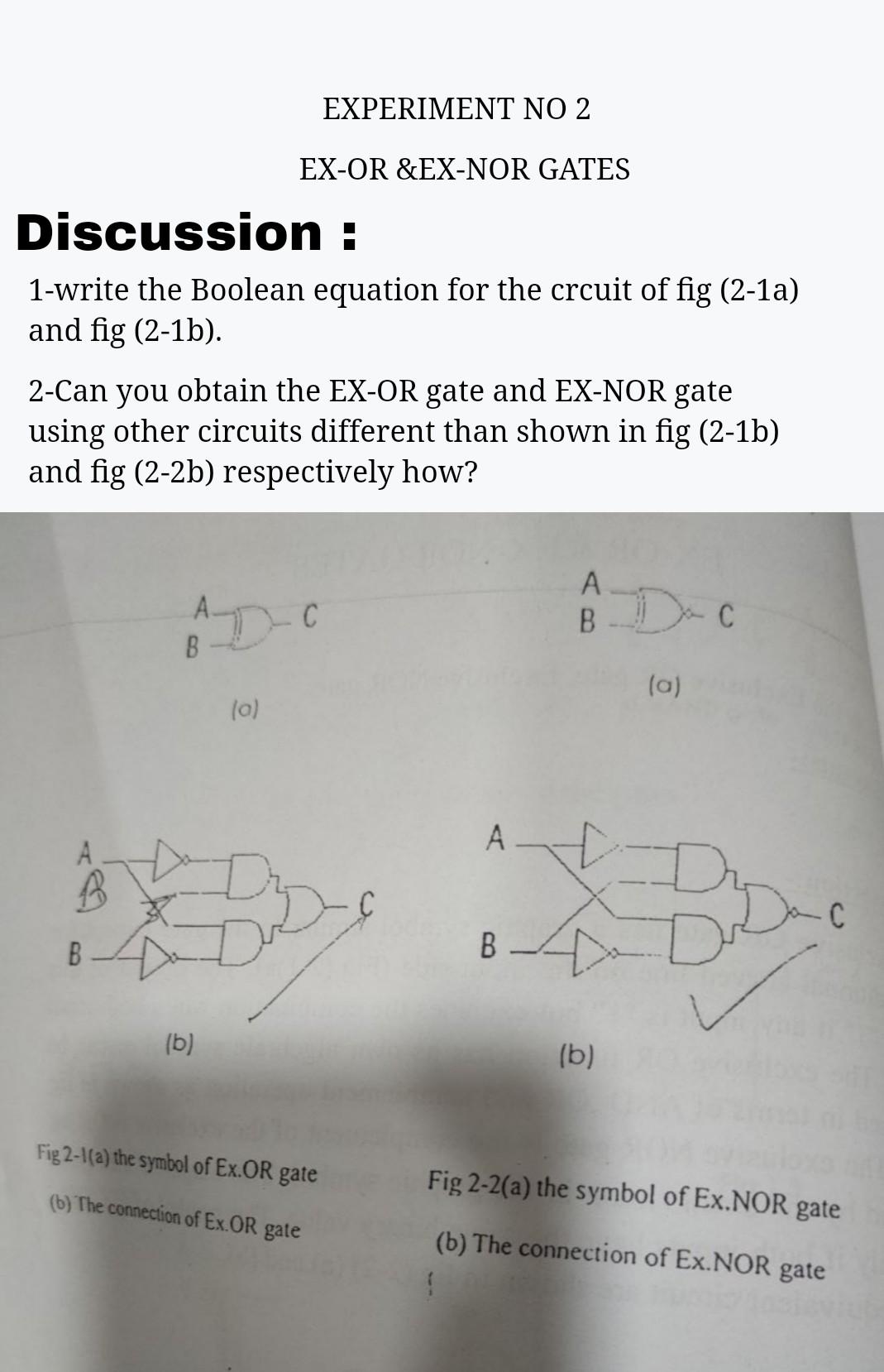 Solved EXPERIMENT NO 2 EX-OR &EX-NOR GATES Discussion : | Chegg.com