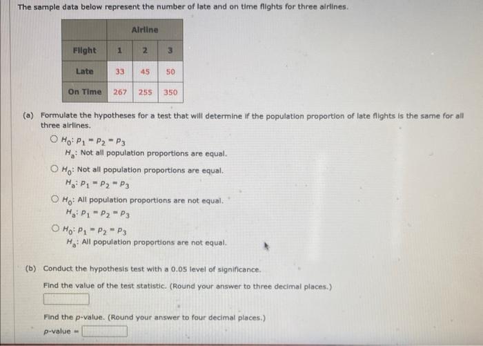 Solved The sample data below represent the number of late | Chegg.com