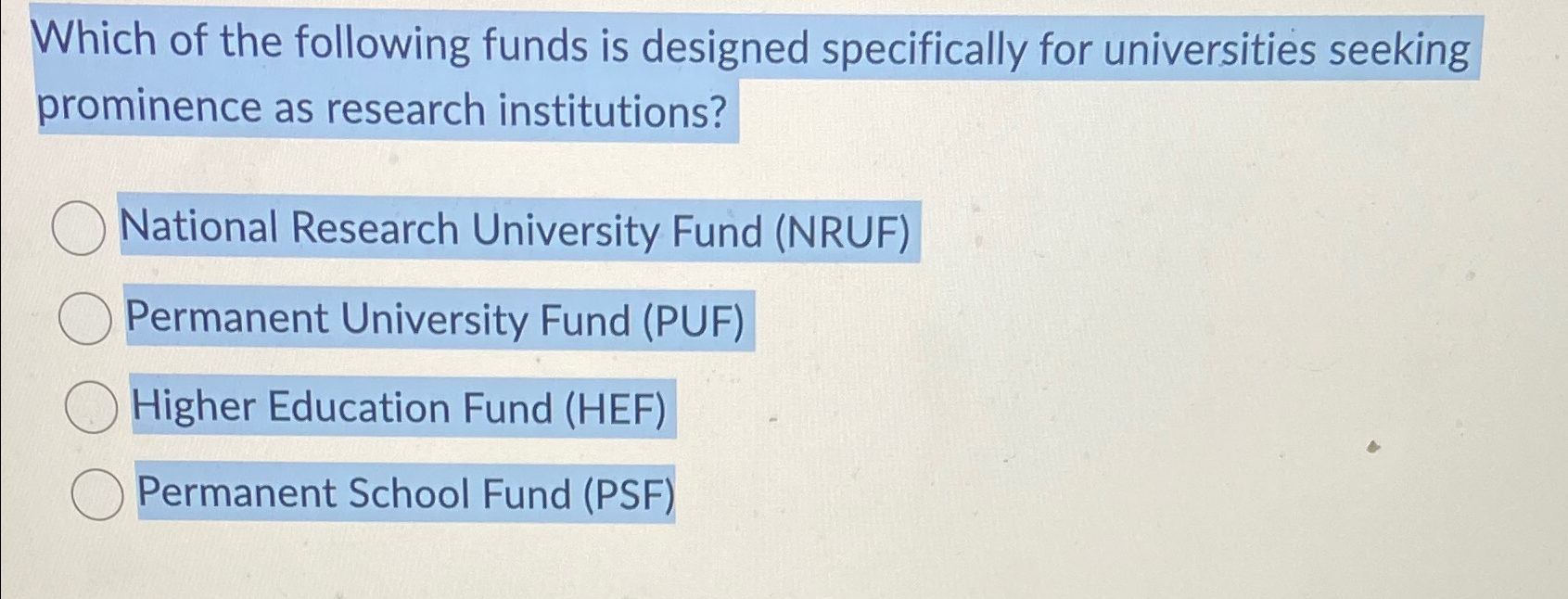 Solved Which of the following funds is designed specifically | Chegg.com