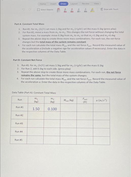 Home Insert Draw Layout Review View Draw with Touch | Chegg.com