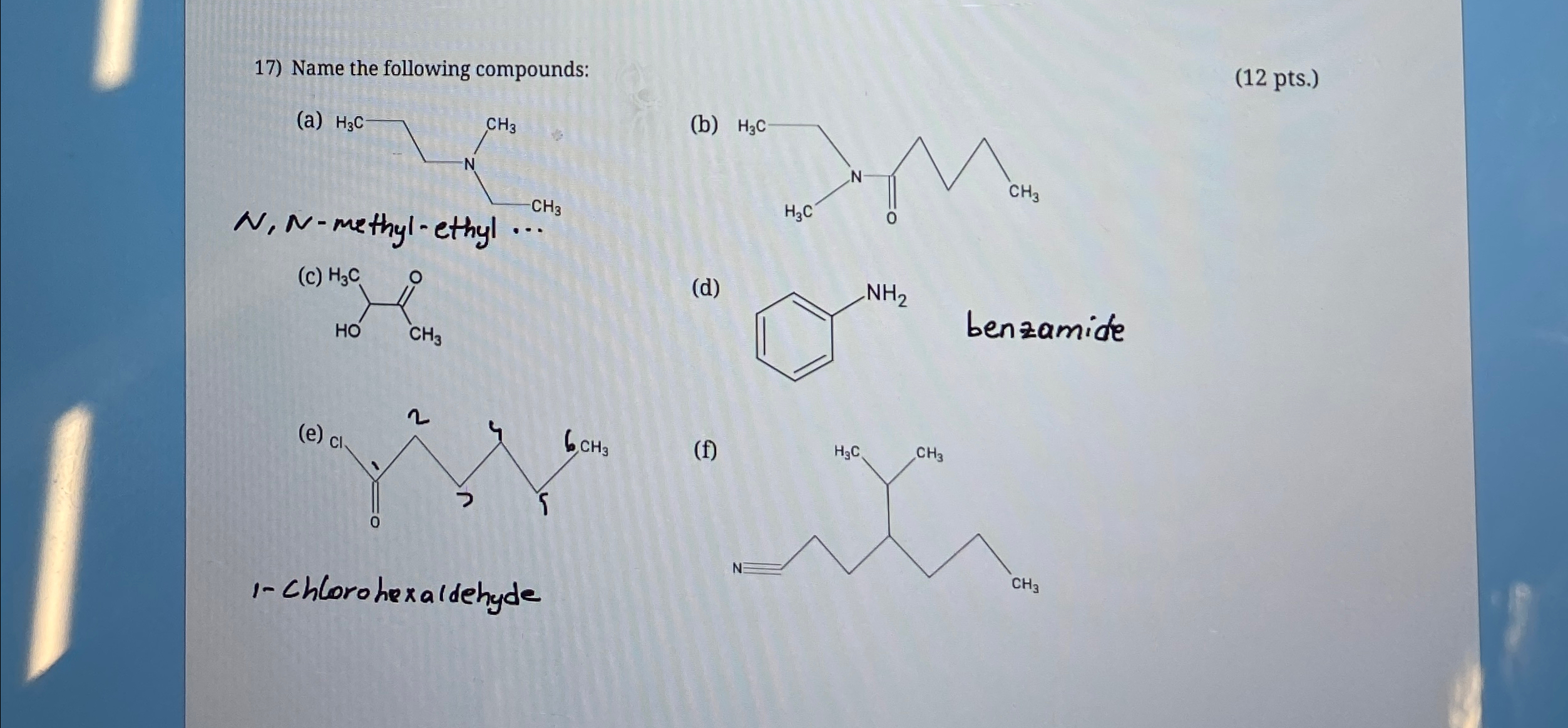 Solved Name the following compounds:(12 ﻿pts.)(a)(b) | Chegg.com