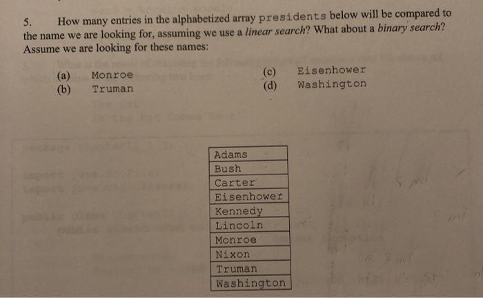 Solved 5. How many entries in the alphabetized array | Chegg.com