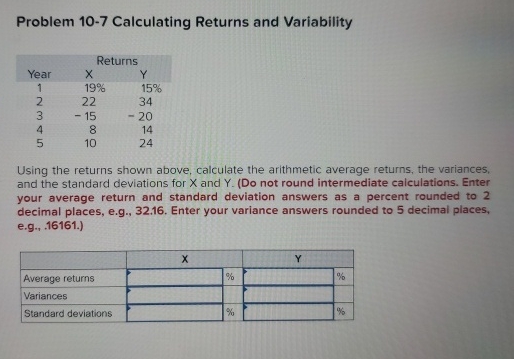 Solved Problem 10-7 ﻿Calculating Returns and | Chegg.com