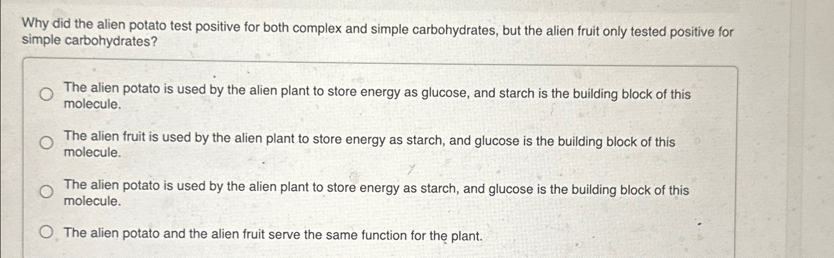 Solved Why did the alien potato test positive for both | Chegg.com