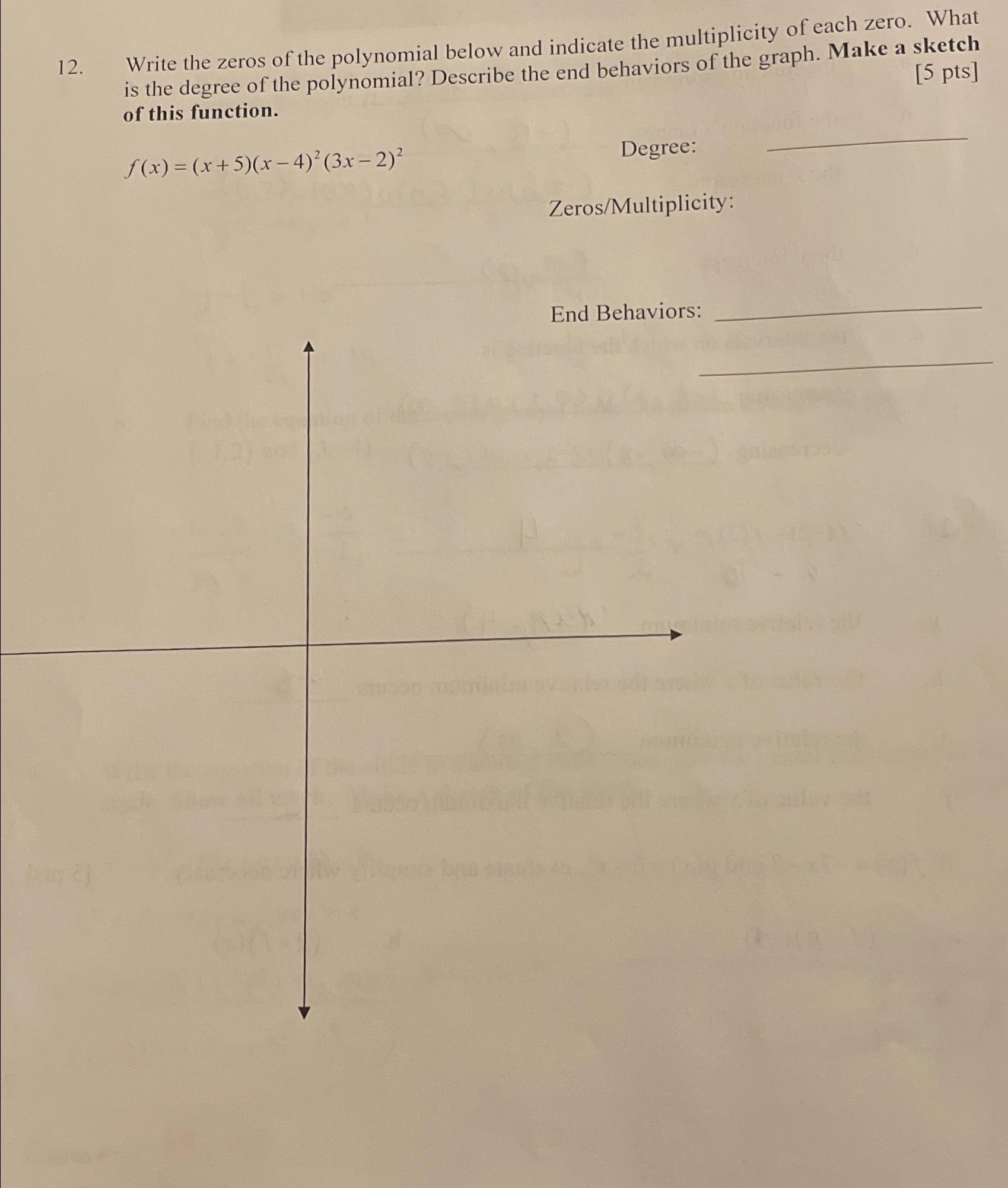 Solved Write the zeros of the polynomial below and indicate | Chegg.com