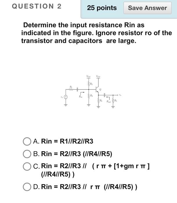 Solved Determine the input resistance Rin as indicated in | Chegg.com