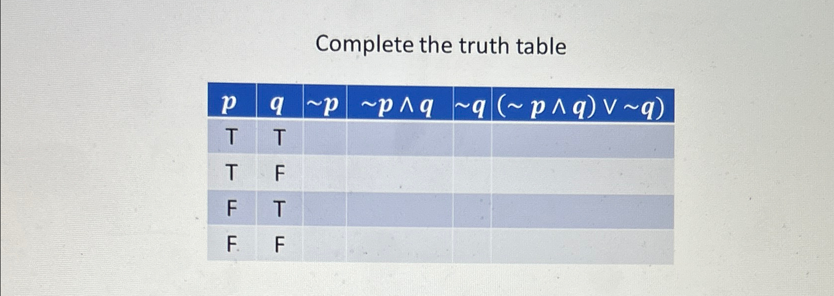 Solved Complete the truth | Chegg.com