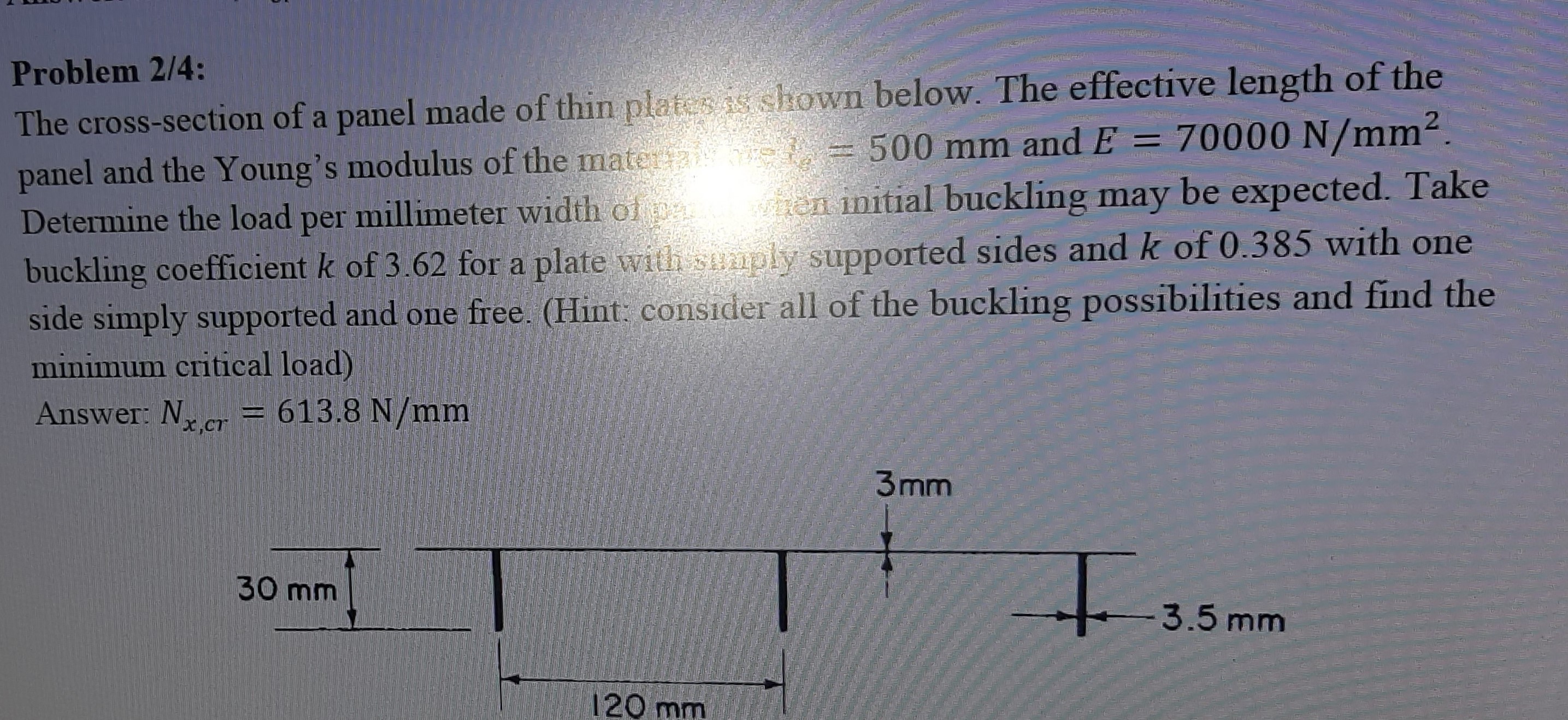 Solved Problem 2/4t:The cross-section of a panel made of | Chegg.com