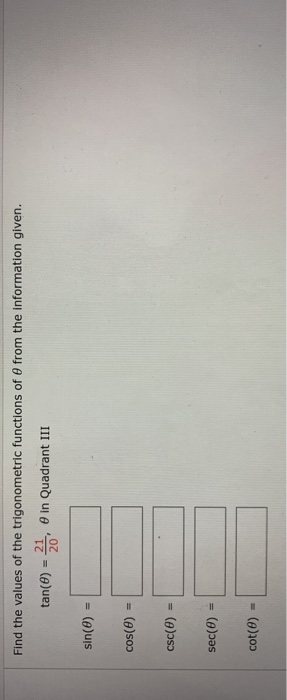 Solved Find the values of the trigonometric functions of | Chegg.com