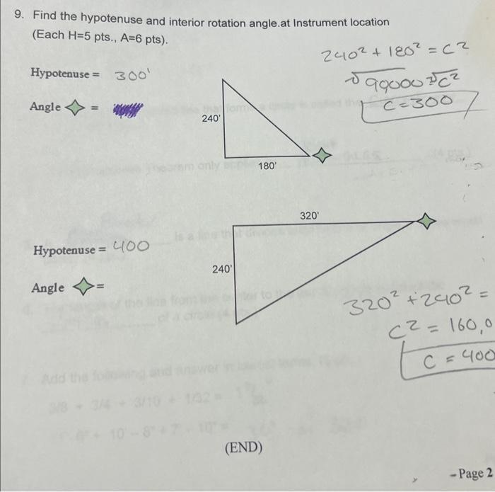 Solved 9. Find the hypotenuse and interior rotation angle.at | Chegg.com