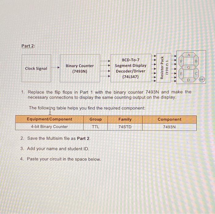 Solved 1. Replace the flip flops in Part 1 with the binary | Chegg.com