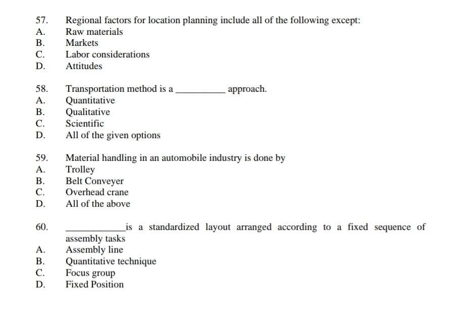 Solved • ﻿Regional factors for location planning include all | Chegg.com