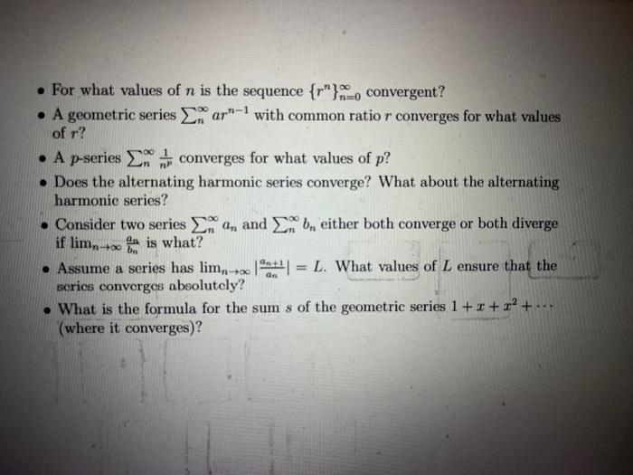 Solved - For what values of n is the sequence {rn}n=0∞ | Chegg.com