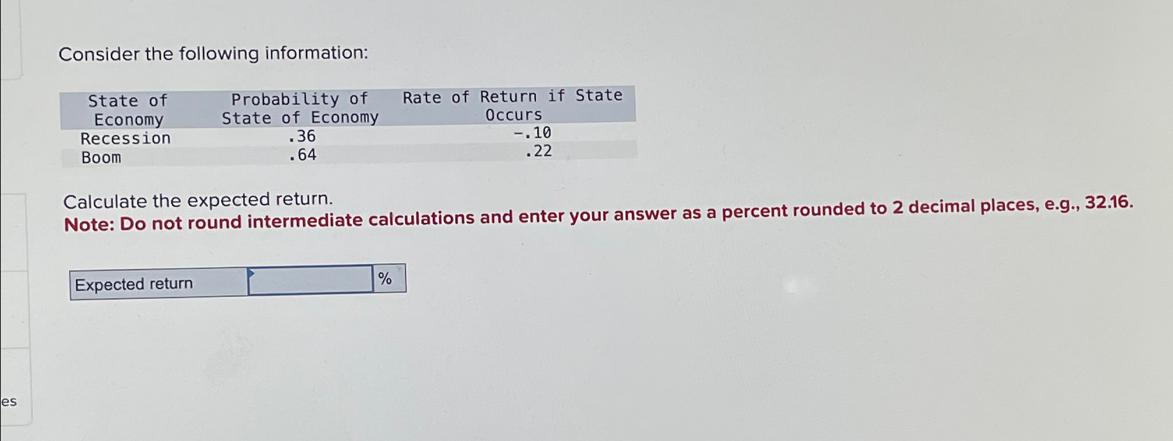 Solved Consider the following information:\table[[State | Chegg.com