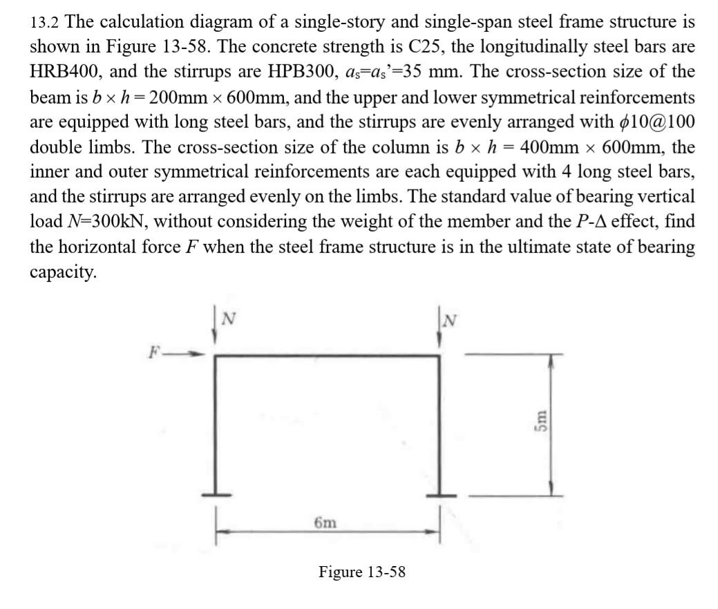 Solved 13.2 The calculation diagram of a single-story and | Chegg.com