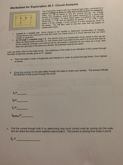 Solved Worksheet for Exploration 30.1: Circuit Analysis This | Chegg.com