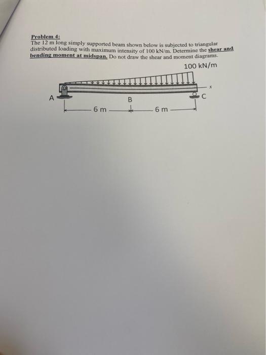 Solved Problem 4: The 12 m long simply supported beam shown | Chegg.com