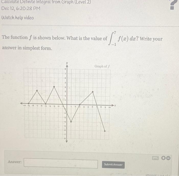 Solved Calculate Definite Integral from Graph (Level 1) Dec | Chegg.com