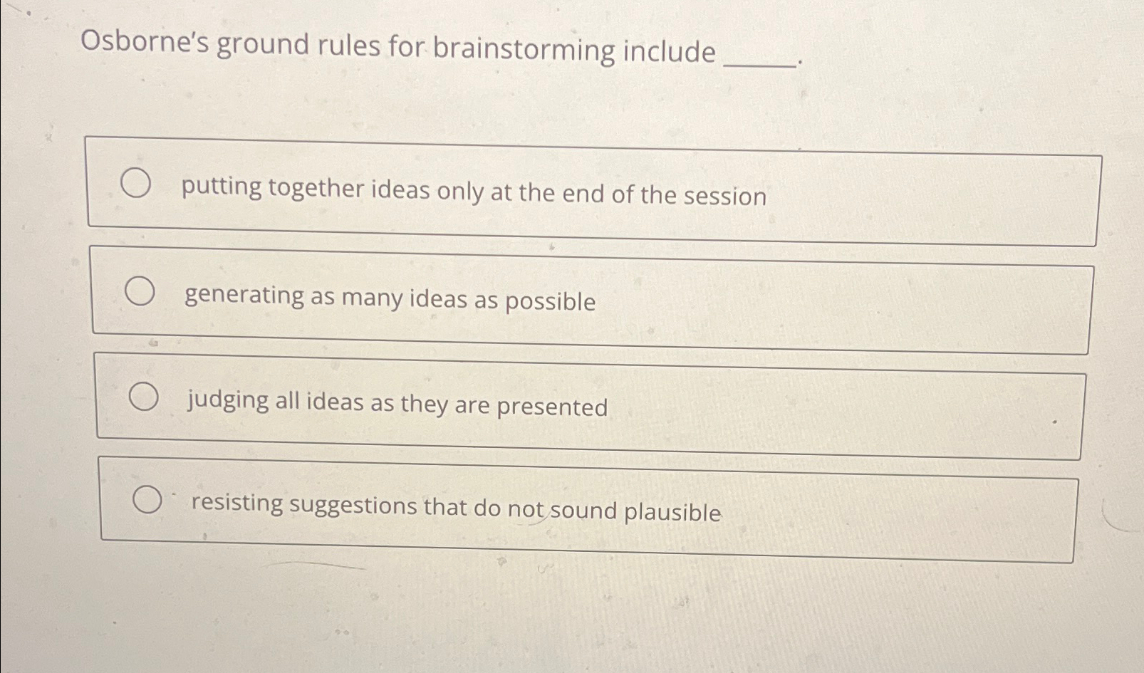 Solved Osborne's ground rules for brainstorming | Chegg.com