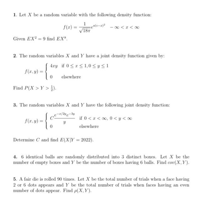 Solved 1. Let X be a random variable with the following | Chegg.com