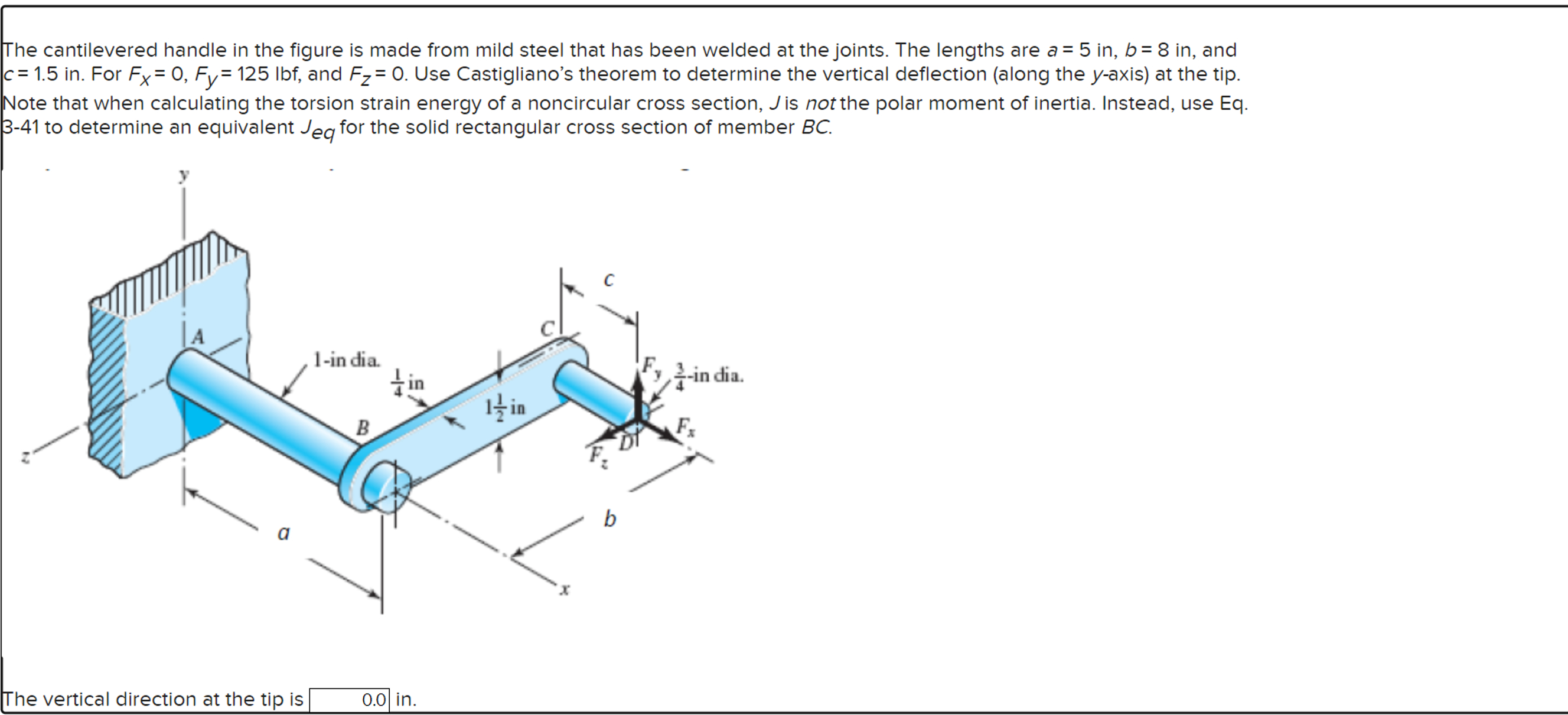 [Solved]: The cantilevered handle in the figure is made fro